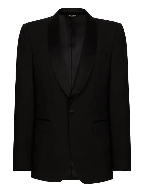 Dolce & Gabbana Sicilia Stretch Wool Tuxedo Blazer - Black