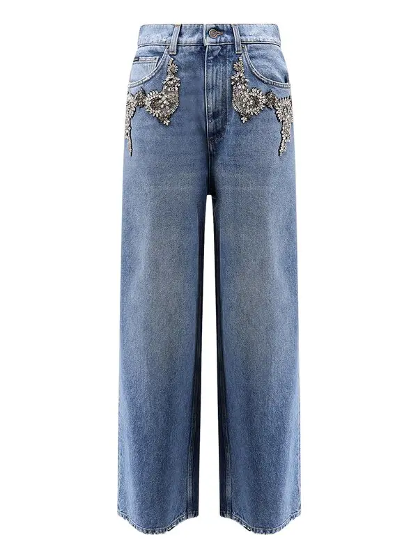 Dolce & Gabbana Embellished Straight Leg Jeans - Blue