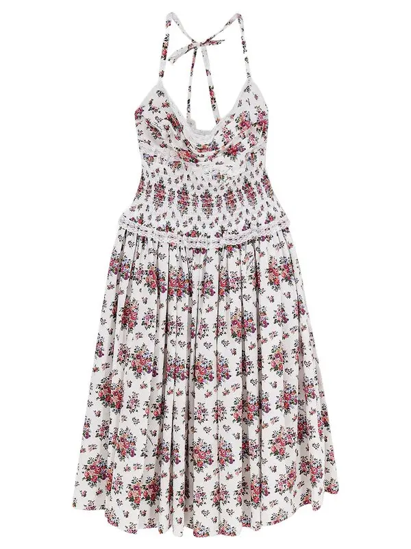 Dolce & Gabbana Floral Print Poplin Dress - White