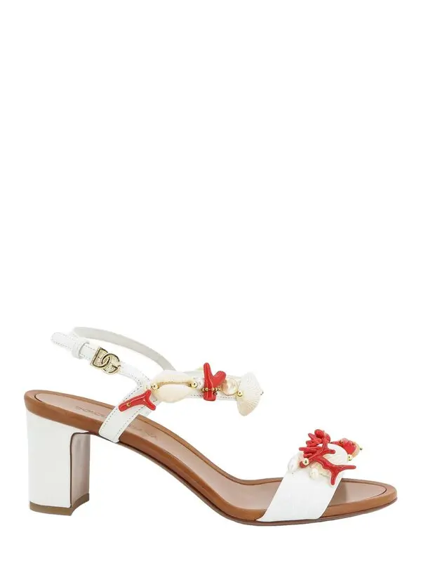 Dolce & Gabbana Embellished Leather Sandals - White