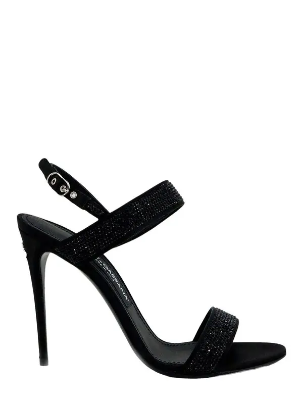 Dolce & Gabbana Embellished Satin Stiletto Sandals - Black