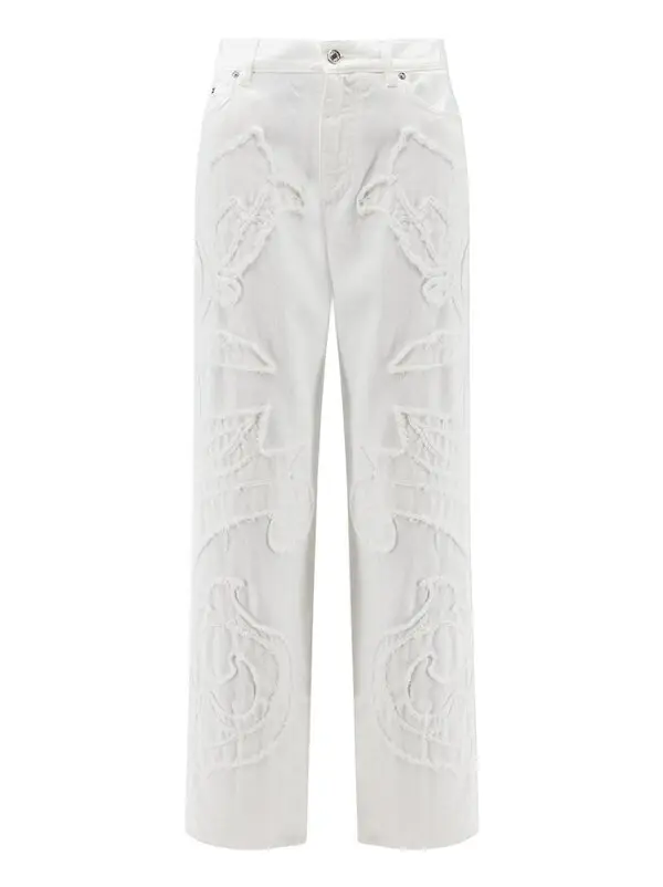 Dolce & Gabbana Boyfriend Denim With Embroidery - White