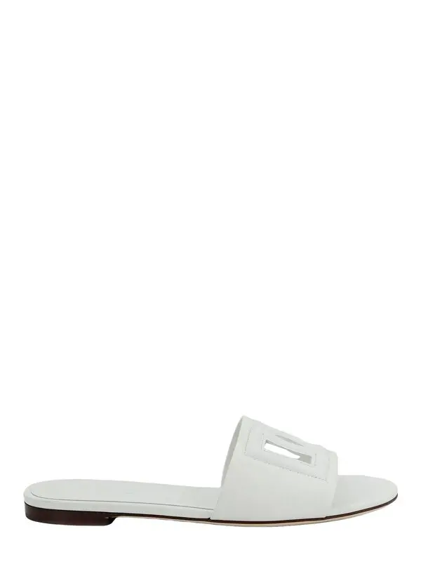 Dolce & Gabbana Leather Slides With Dg Millennials Logo - White