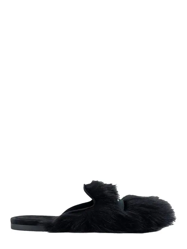 Dolce & Gabbana Sheepskin And Suede Fur-lined Slides - Black