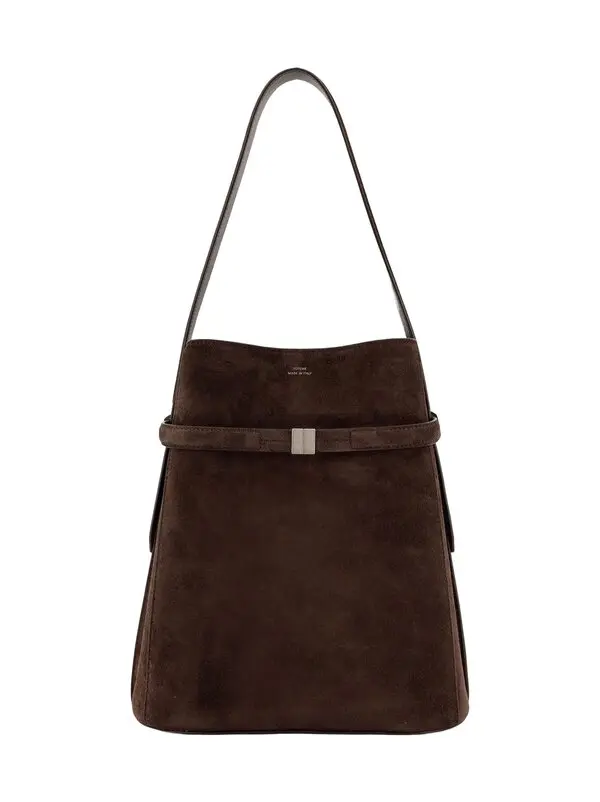 TOTEME Suede Belted Bucket Bag - Brown