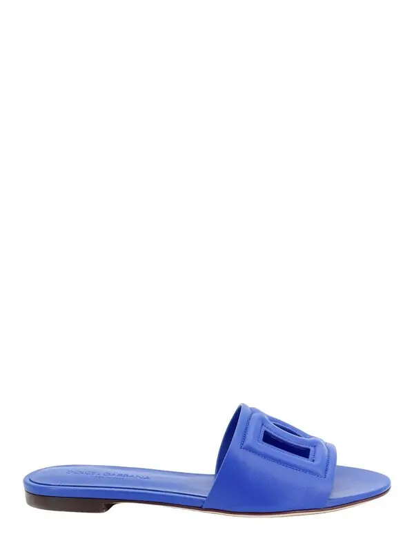 Dolce & Gabbana Leather Sandals With Dg Logo - Blue