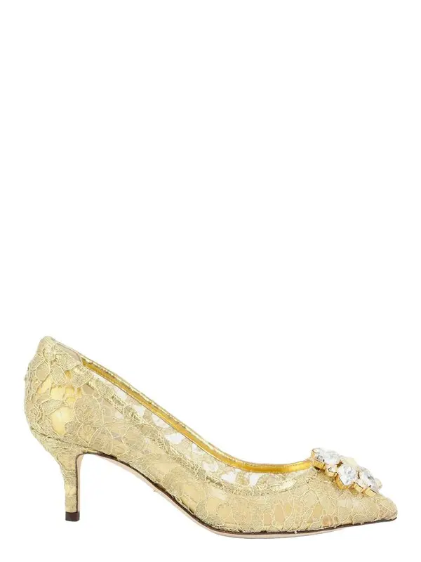 Dolce & Gabbana Bellucci Lace Pumps With Crystal Embellishment - Gold