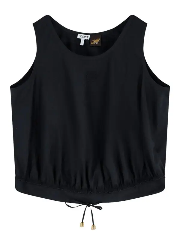 Loewe Sleeveless Round Neck Top With Anagram Embroidery - Black