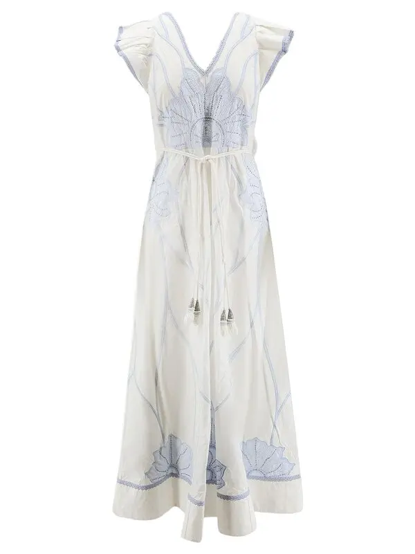 SCARLETT POPPIES Vittorio Cotton Long Dress - White