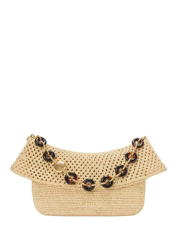 Loewe Ola Medium Raffia Shoulder Bag - Beige