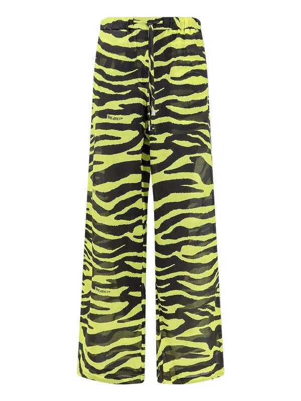 Attico Zebra Print Cotton Beachwear Pants - Yellow