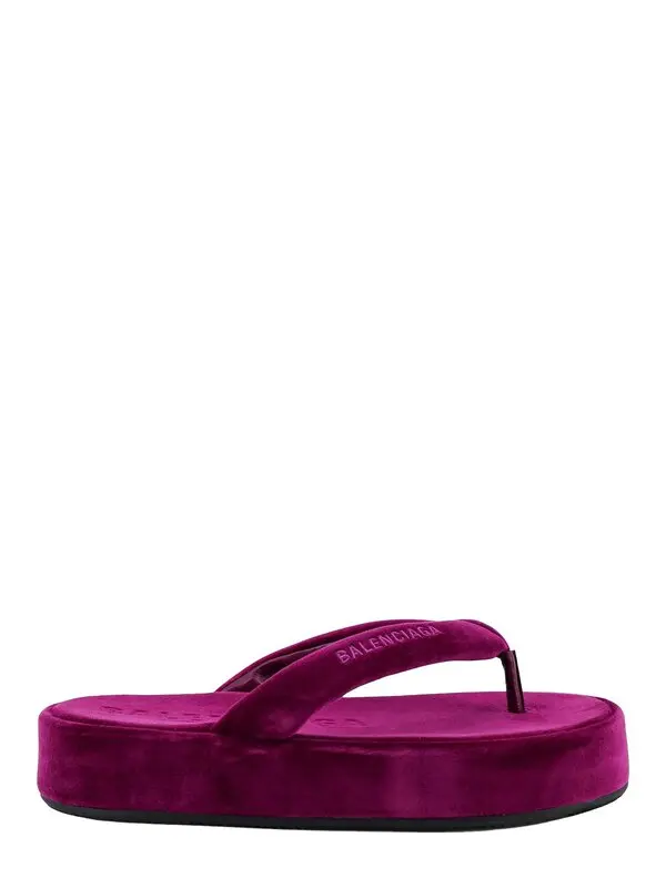 Balenciaga Jet Lag Stretch Velvet Platform Flip Flops - Purple