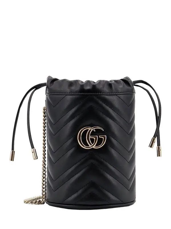 Gucci Gg Marmont Matelassé Leather Bucket Bag - Black