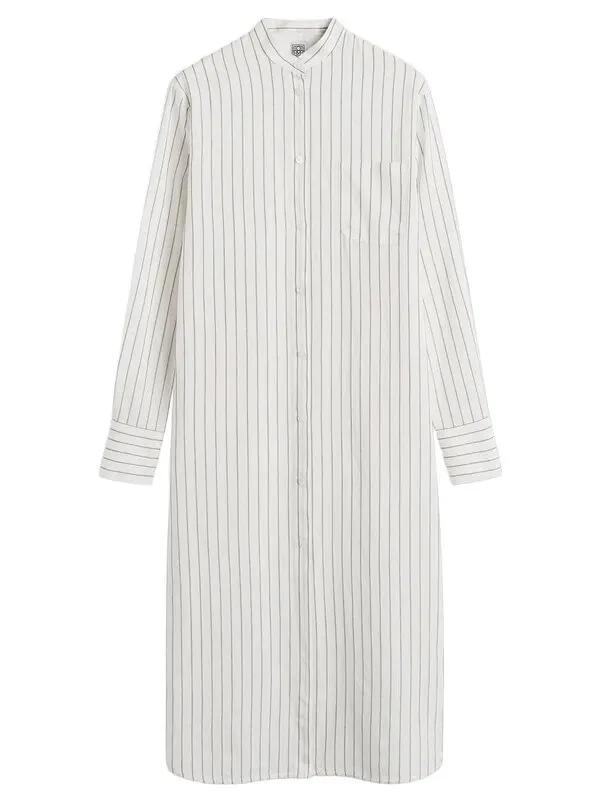 TOTEME Striped Viscose, Silk And Cotton Midi Dress - White