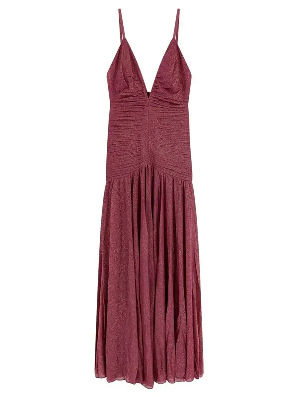 PatBO Viscose Blend Long Dress With Metallic Effect - Purple