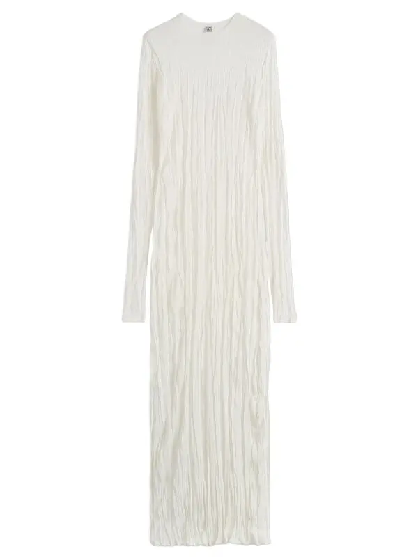 TOTEME Crinkled Viscose And Recycled Material Long Sleeve Dress - White