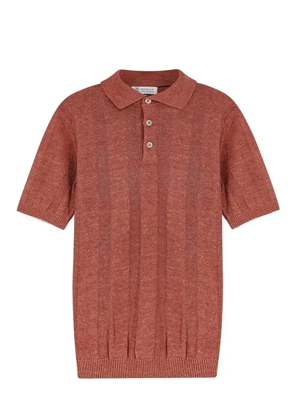 Brunello Cucinelli Linen And Cotton Blend Polo Shirt - Red