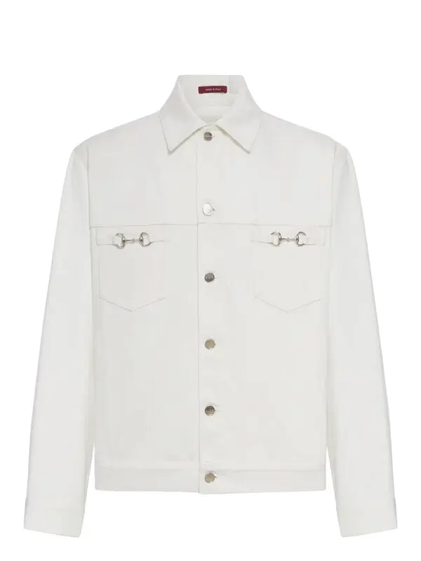 Gucci Denim Jacket With Horsebit Detail - White