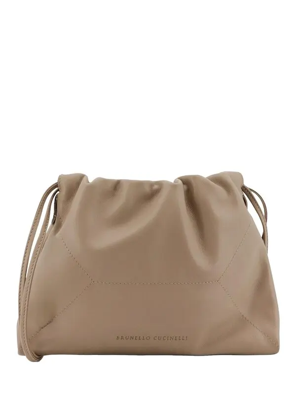 Brunello Cucinelli Leather Shoulder Bag - Beige