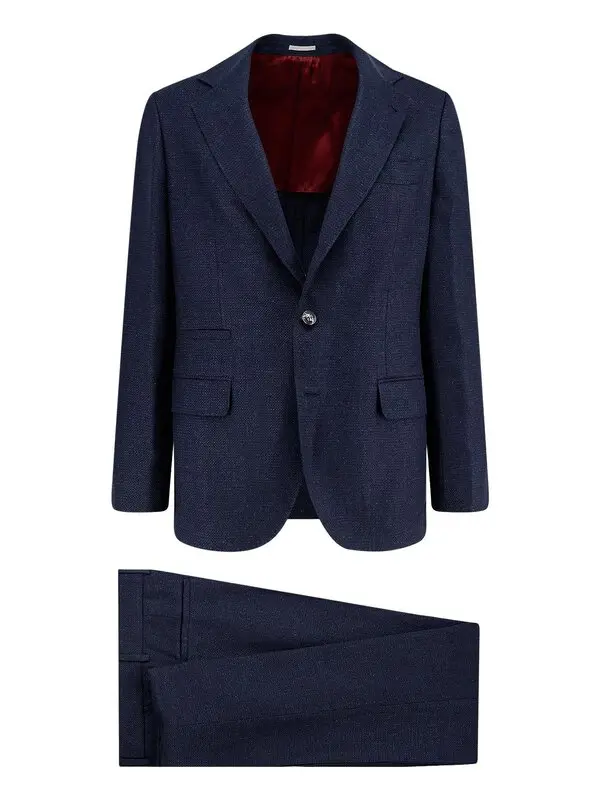 Brunello Cucinelli Silk, Linen And Wool Suit - Blue