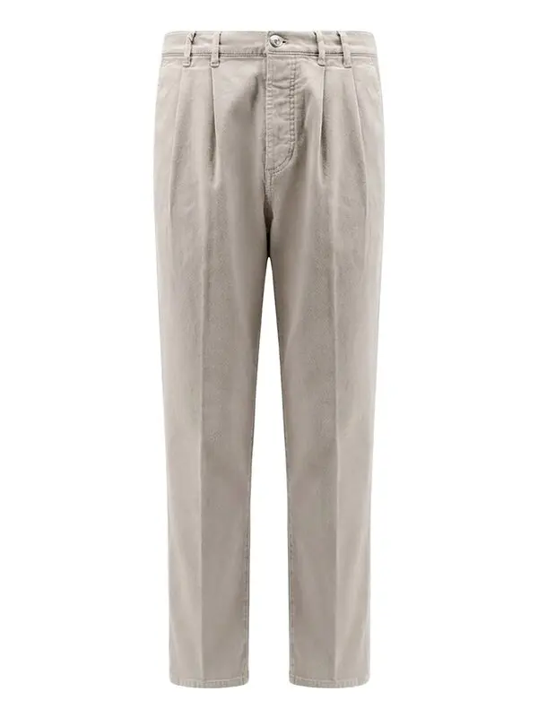 Brunello Cucinelli Double Pleat Canvas Trousers - Grey