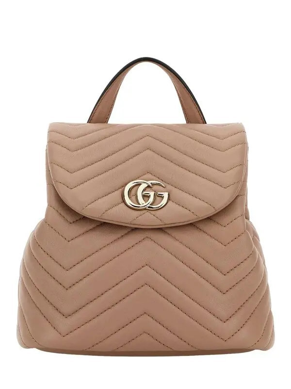 Gucci Gg Marmont Mini Leather Backpack - Beige