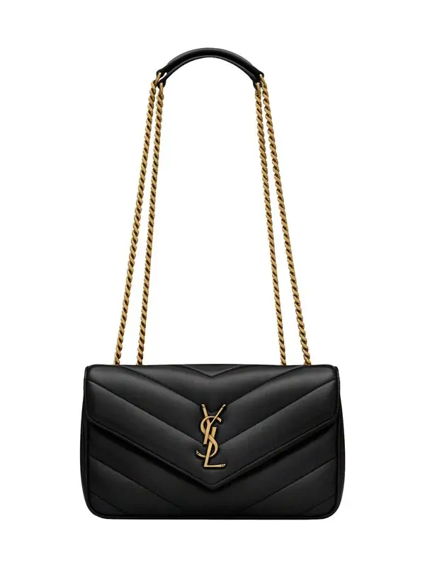 Saint Laurent Loulou Small Matelassé Leather Shoulder Bag - Black