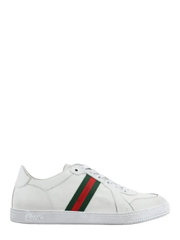 Gucci Stretch Leather Lace-up Sneakers - White