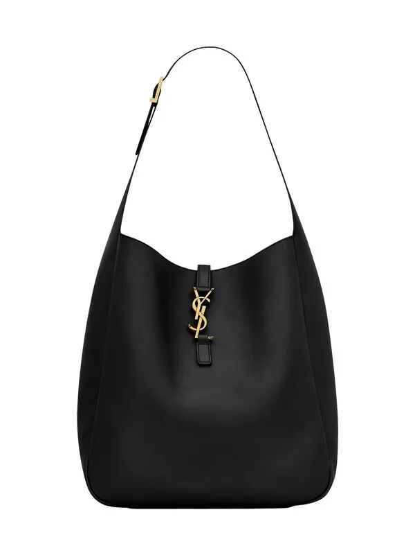 Saint Laurent Le 5 À 7 Hammered Leather Shoulder Bag - Black