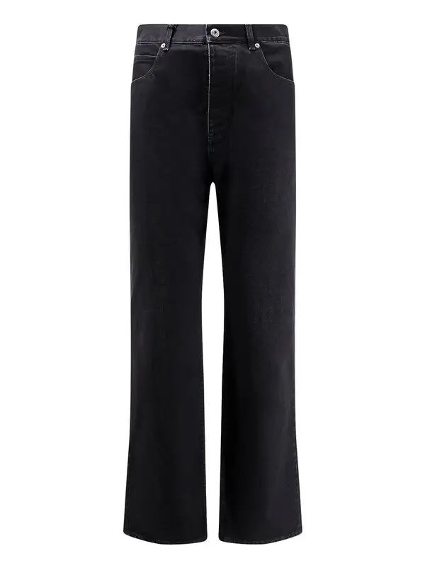 Bottega Veneta Denim Trousers With Leather Patch - Black