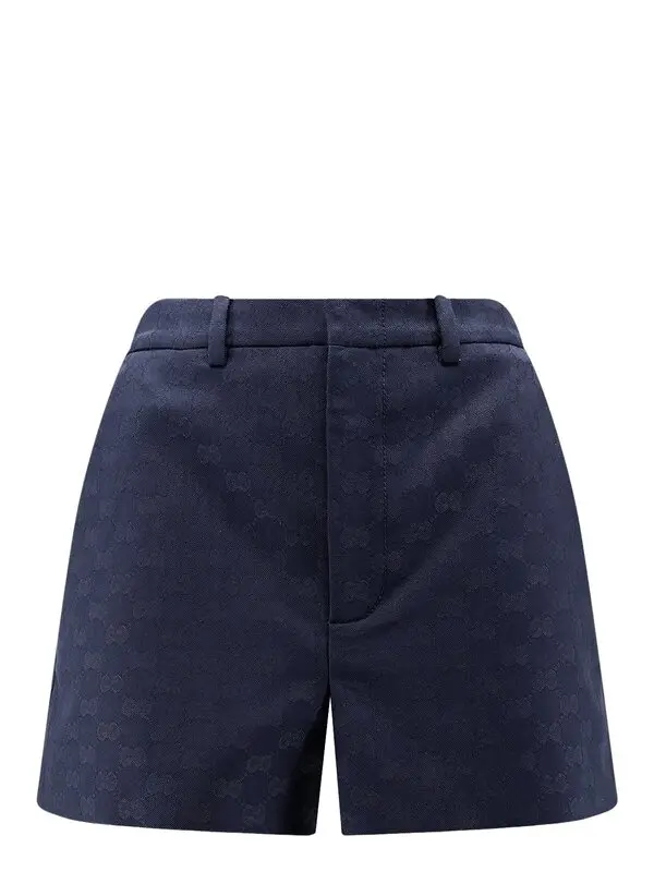 Gucci Gg Cotton Blend Shorts - Blue