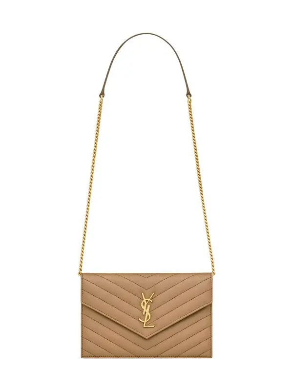 Saint Laurent Envelope Shoulder Bag - Beige