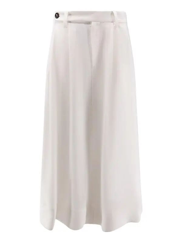 Brunello Cucinelli Viscose And Linen Flared Skirt - White