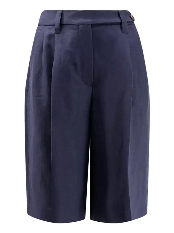 Brunello Cucinelli Viscose And Linen Bermuda Shorts - Blue