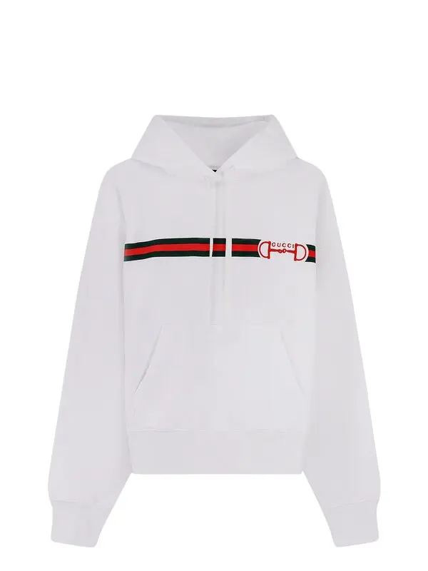 Gucci Cotton Sweatshirt With Embroidered Horsebit - White