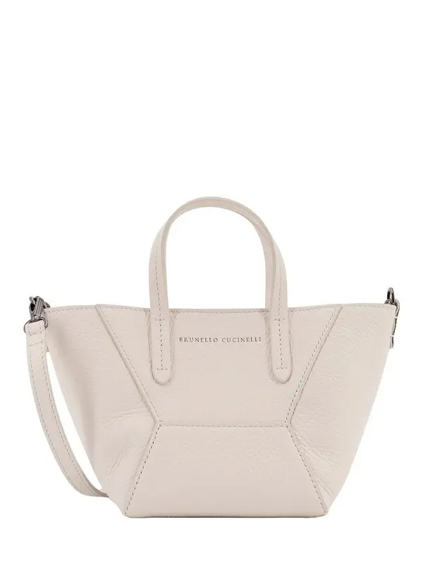 Brunello Cucinelli Leather Tote Bag - White
