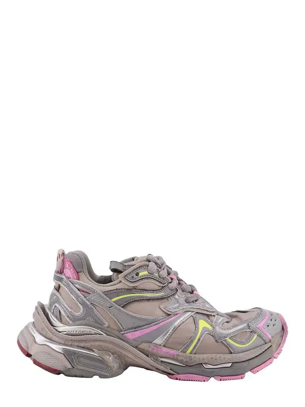 Balenciaga Runner 2 Nylon Low Top Sneakers With Leather Inserts - Grey