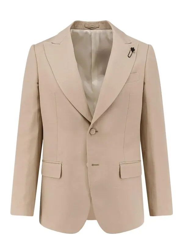 LARDINI Singlebreasted Viscose And Silk Blazer - Beige