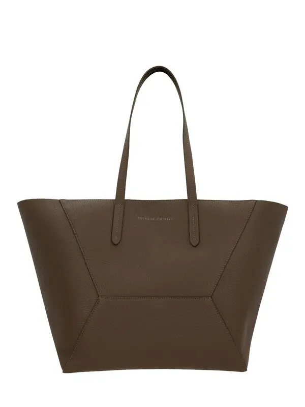 Brunello Cucinelli Duo Hammered Leather Shoulder Bag - Brown