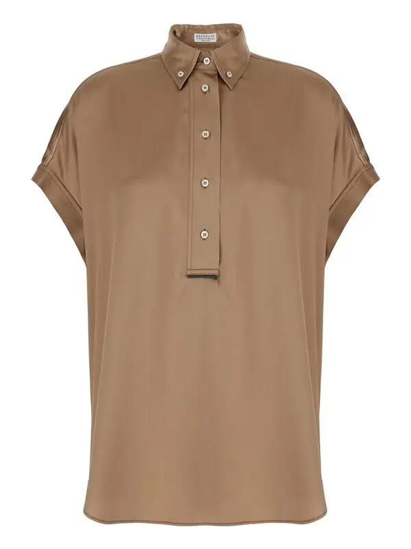 Brunello Cucinelli Silk Blend Shirt - Beige