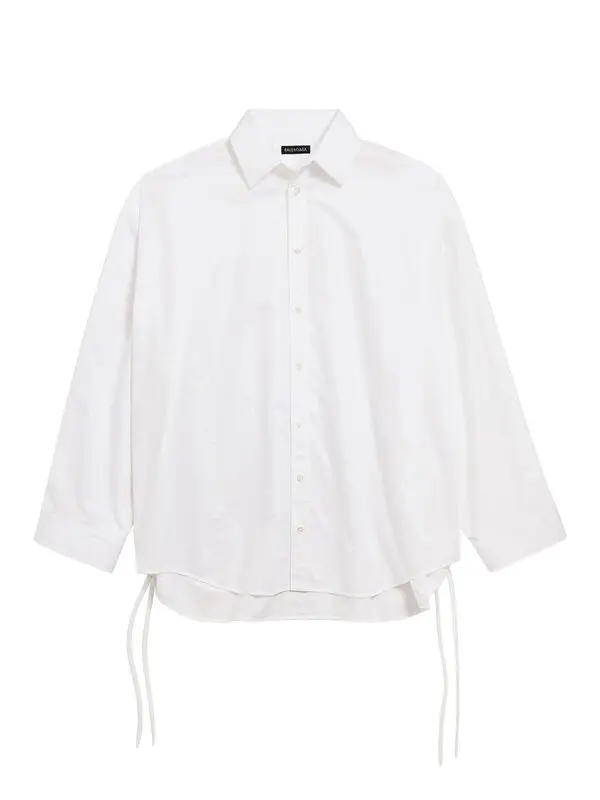 Balenciaga Oversize Cotton Shirt With Side Lace-up Detail - White