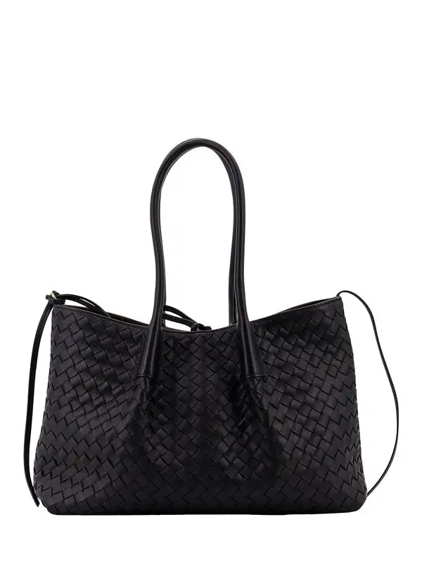 Bottega Veneta Pinacoteca Intrecciato Leather Handbag - Black