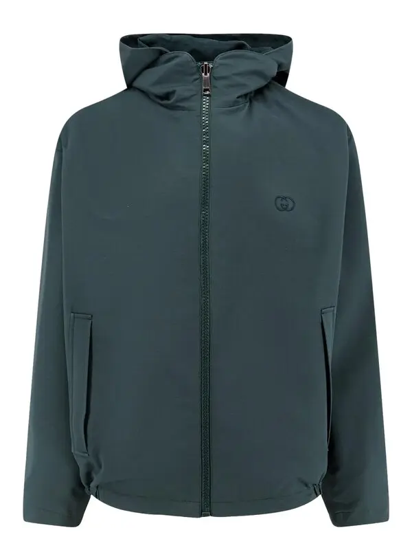 Gucci Reversible Gg Monogram Cotton Jacket With Hidden Hood - Green