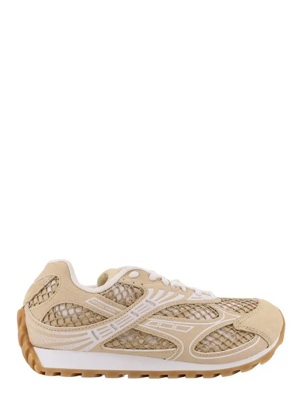 Bottega Veneta Orbit Mesh, Suede And Rubber Lace-up Sneakers - Beige
