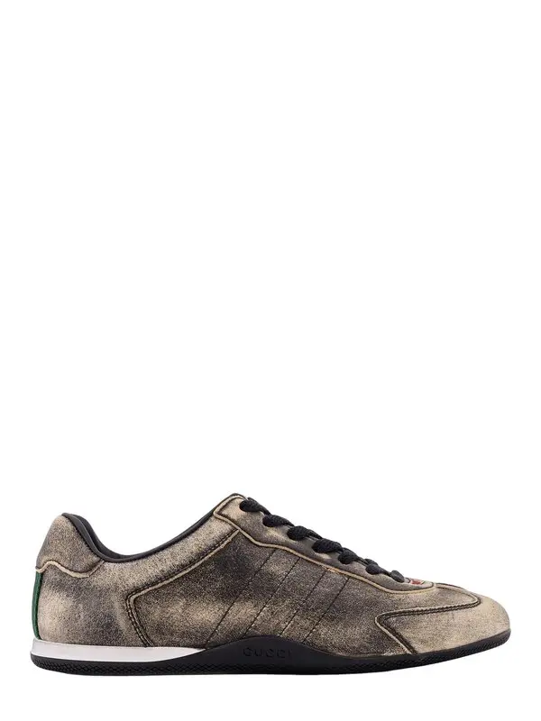 Gucci Dé Lavé Leather Lace-up Sneakers - Grey