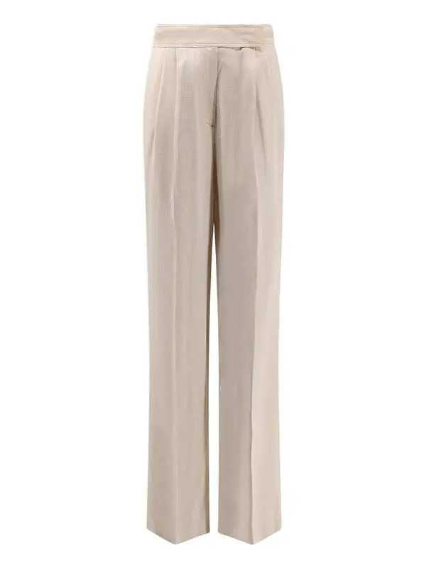 Etro Viscose Wide Leg Pleated Trousers - Beige