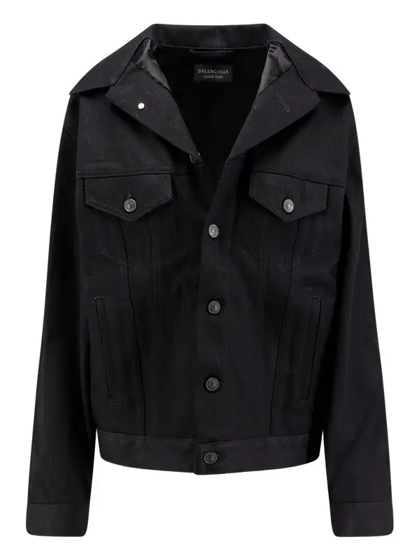 Balenciaga Standing Denim Jacket - Black