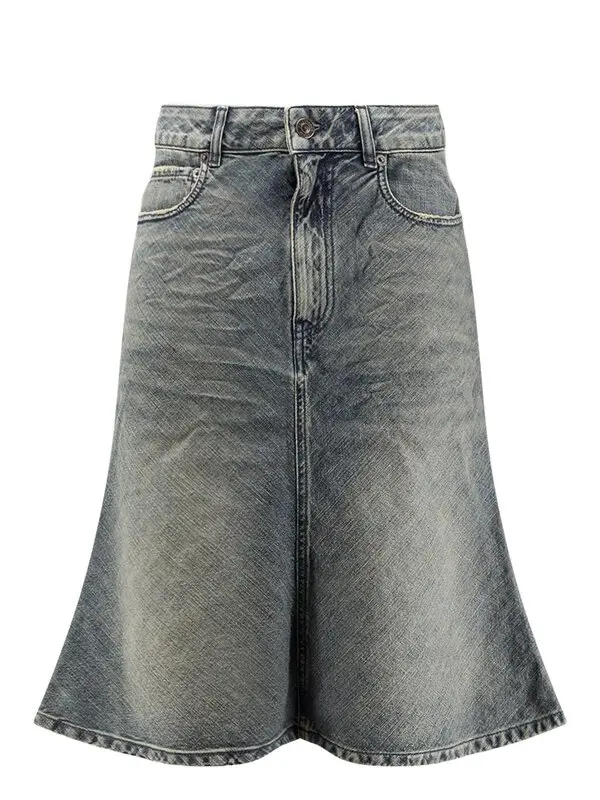 Balenciaga Denim Midi Skirt - Blue