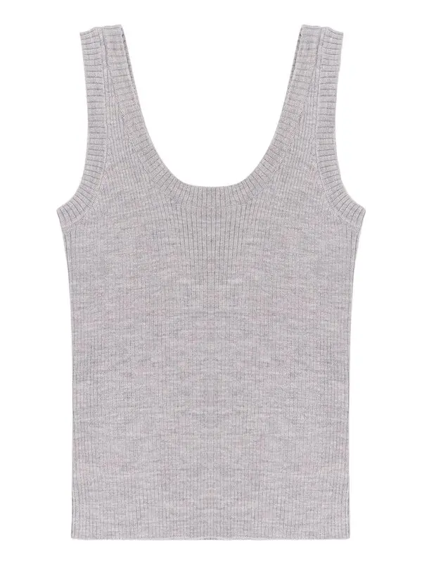 Brunello Cucinelli Ribbed Cashmere And Wool Tank Top With Monili Detail - Grey