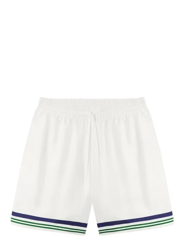 Casablanca Hotel Emblem Silk Shorts - Blue